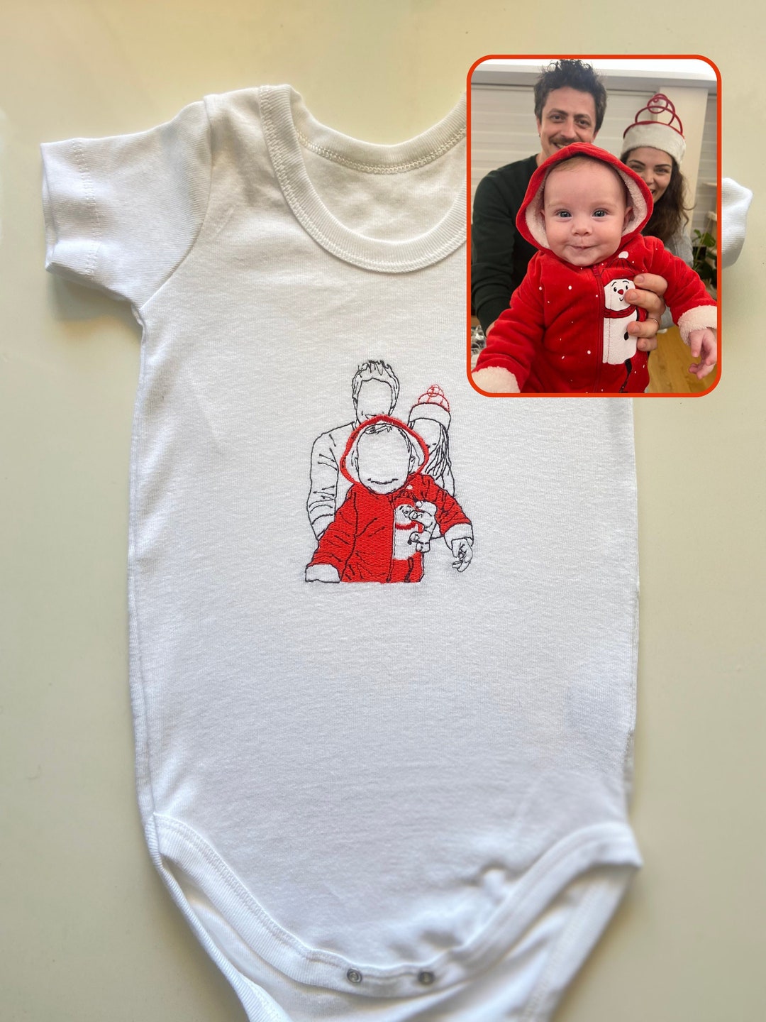 Custom Embroidered Baby Onesie: Personalized Photo Portrait Gift - Etsy