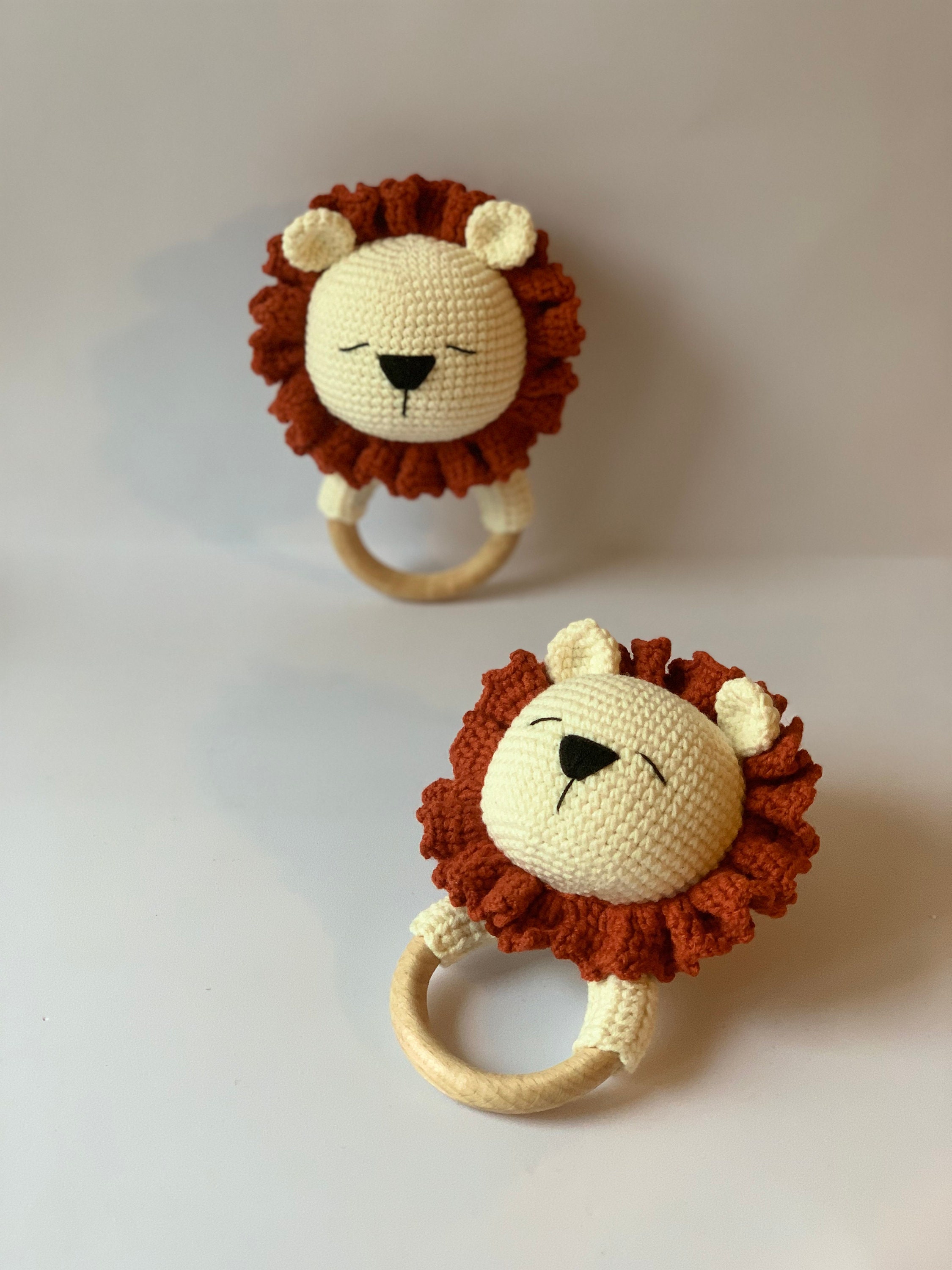 Organic Handmade Wooden Lion Baby Rattle & Teether Lion Baby - Etsy
