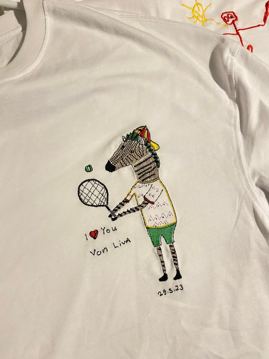 EMBROIDERED Custom Personalized Artwork Design Drawing Shirt, Child or ...