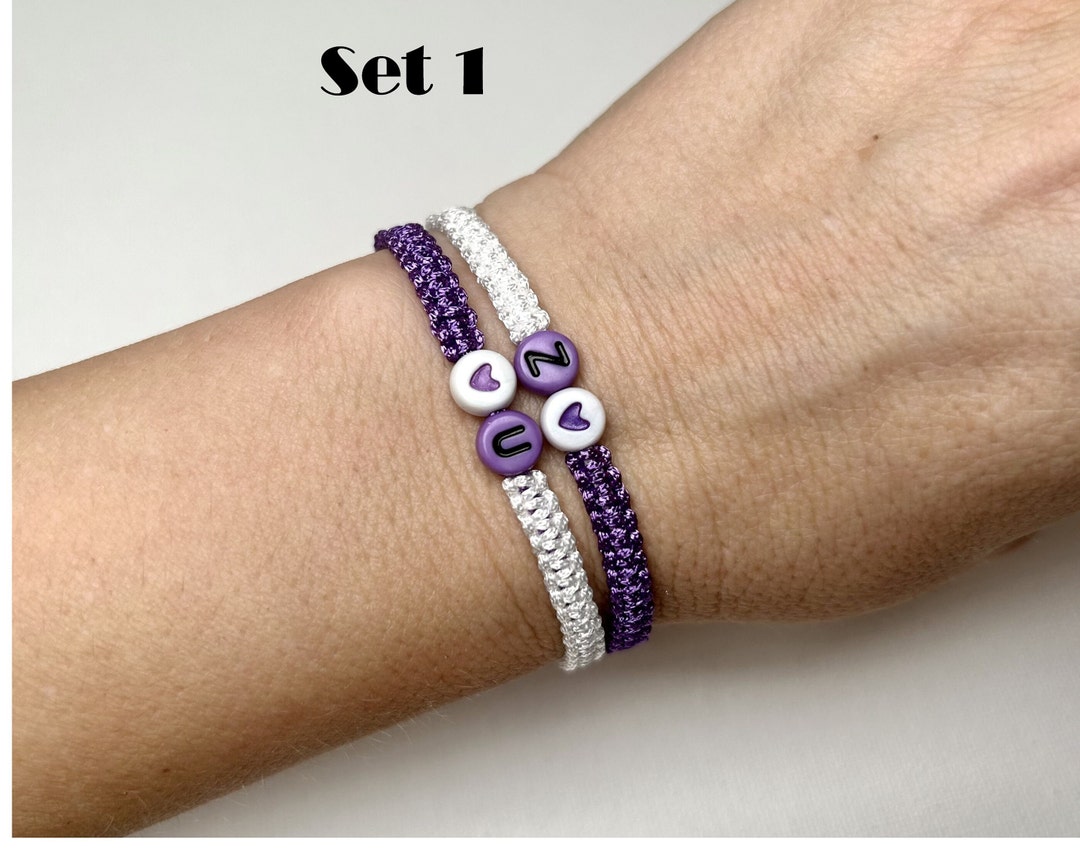 2 Love Initial Bracelets Set With a Wish Card and a Gift Wrap ...