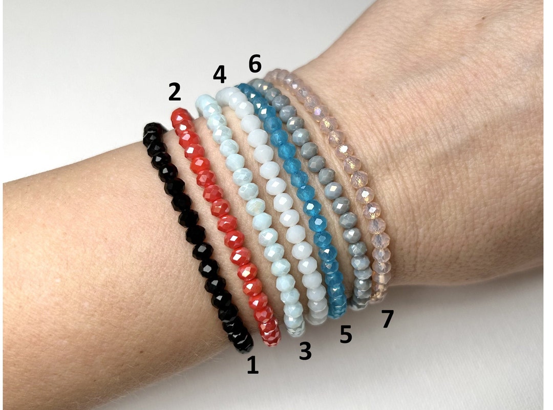 Set of 2 Crystal Beads Bracelets 2 Beaded Bracelets With a Gift Wrap ...