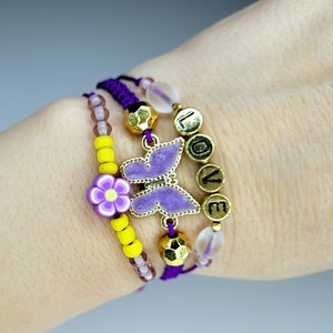 Macrame Bracelets Set of 3 Handmade Bracelets Purple - Etsy
