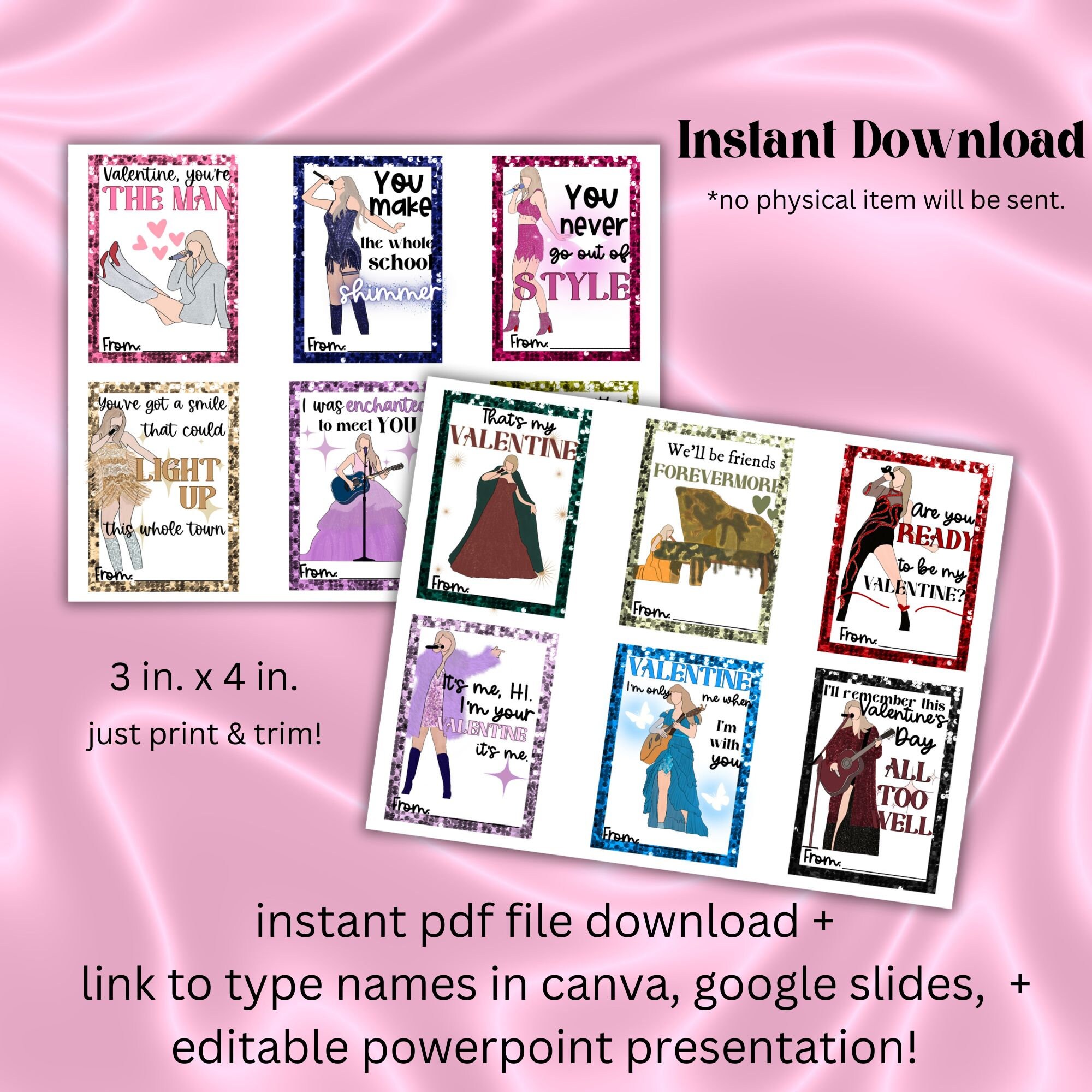 Printable Classroom Valentine-taylor Swift-valentine's Day Editable ...