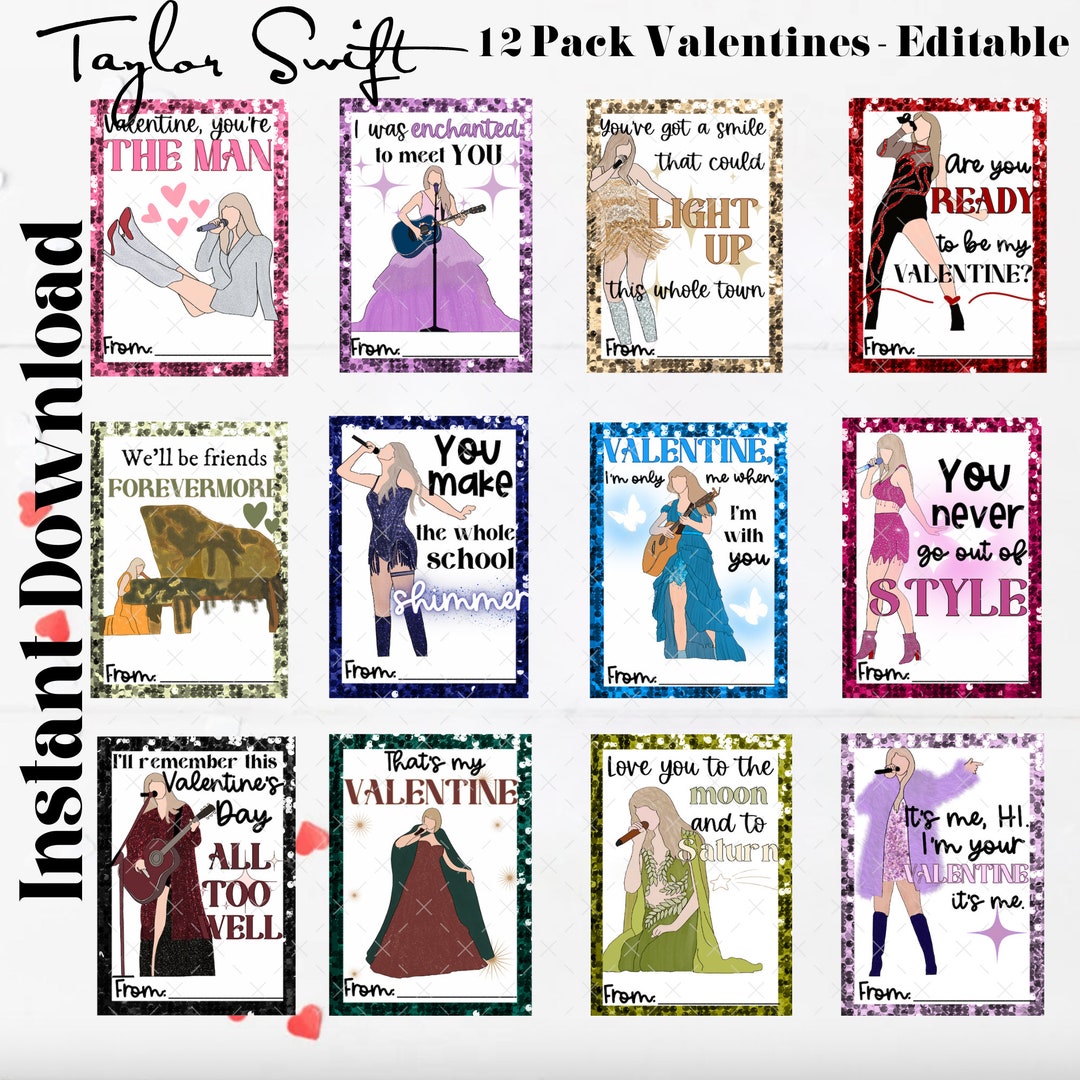 Printable Classroom Valentine-taylor Swift-valentine's Day Editable ...