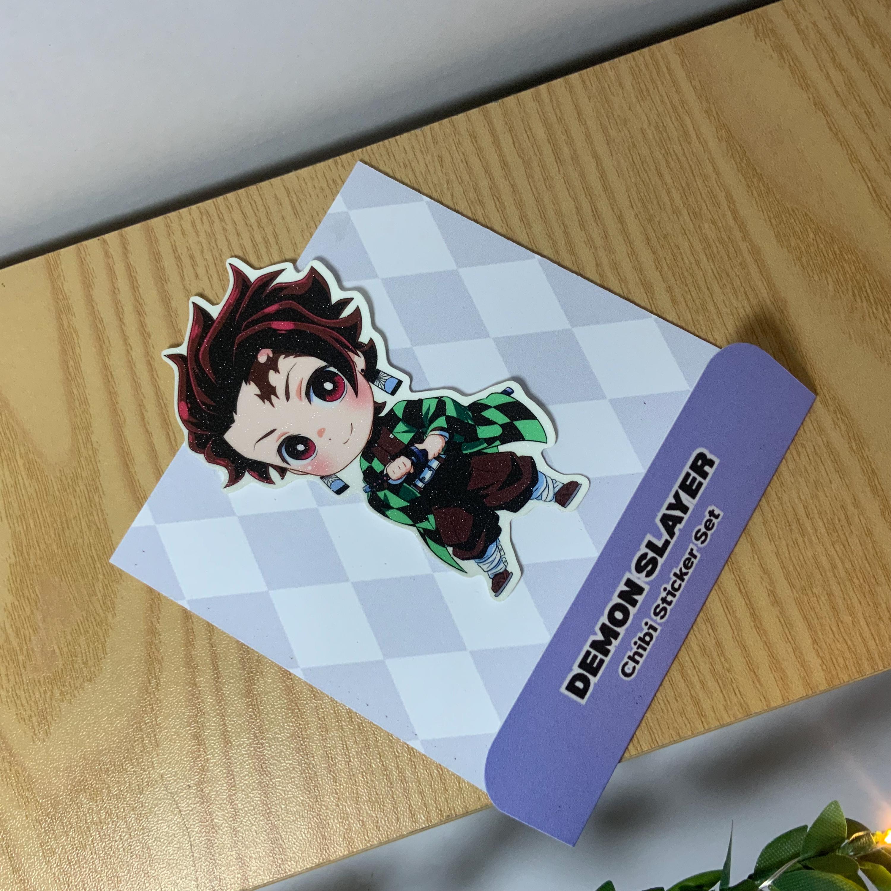 Demon Slayer Chibi Sticker Set Vinyl With Glittery Phototop Tanjiro ...