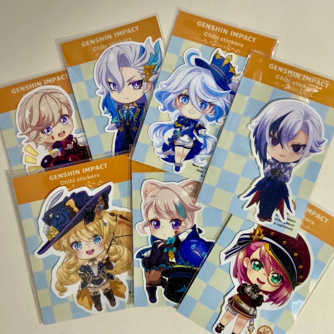 Genshin Impact Chibi Stickers Fontaine Characters and Arlecchino - Etsy