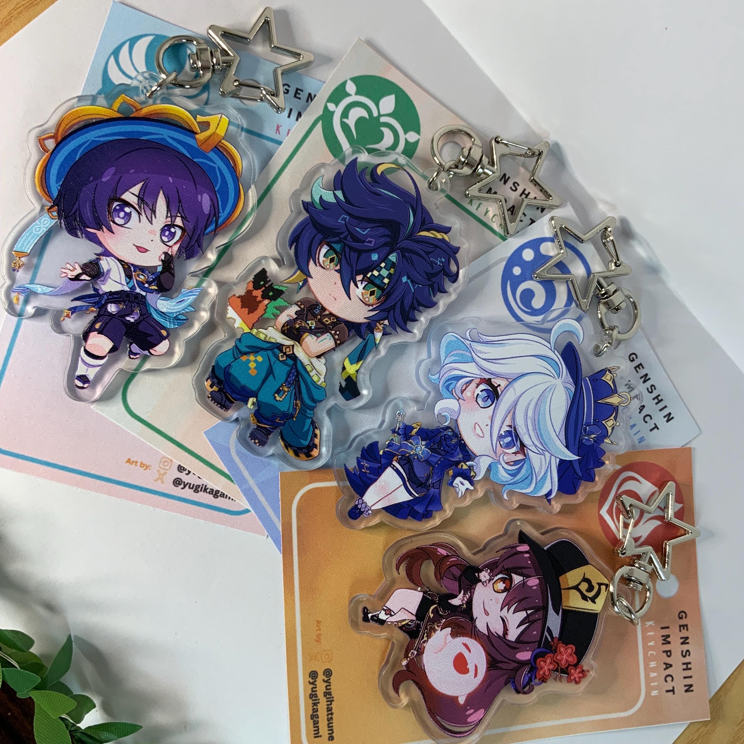 Genshin Impact Chibi Keychain Hutao Kinich Wanderer Furina - Etsy