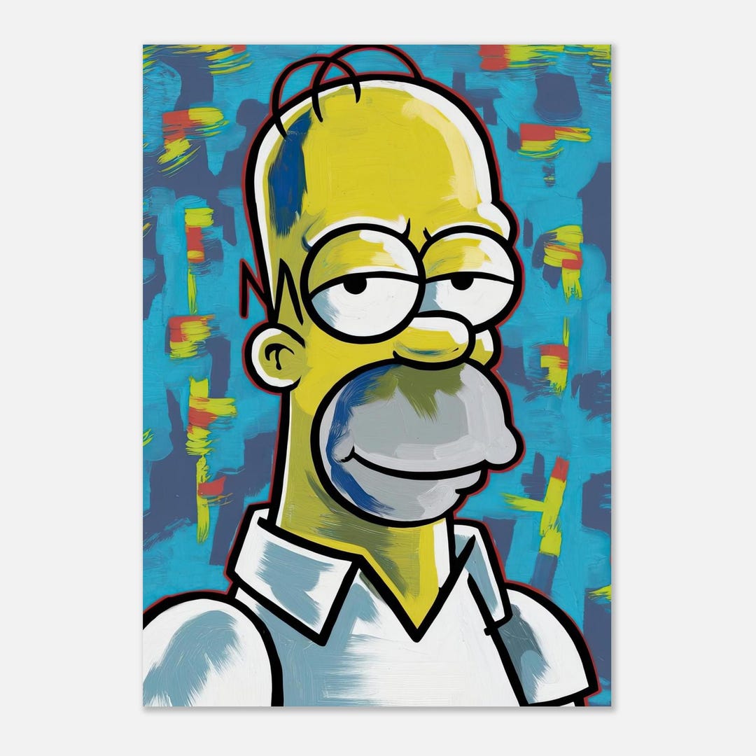 Modern Oil Painting Homer Simpson Print - Grunge Aesthetic Wall Art ...