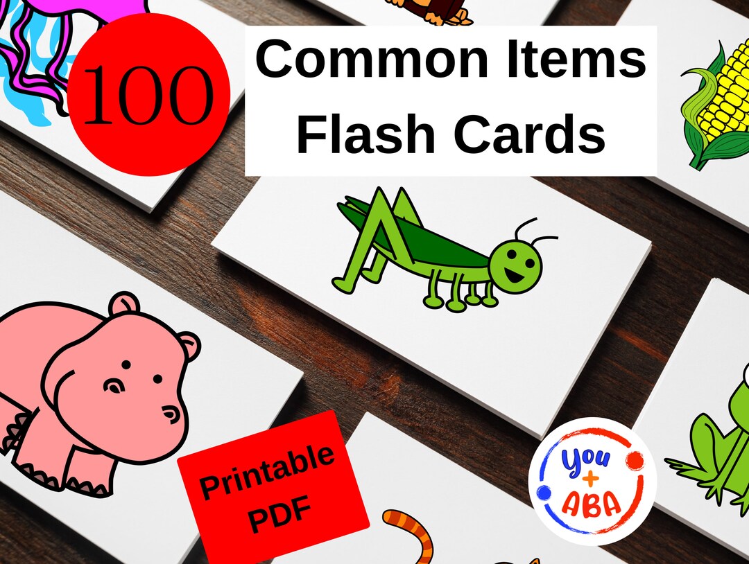 Flash Cards Printable 100 Common Objects | Flash Cards I Assessments ...