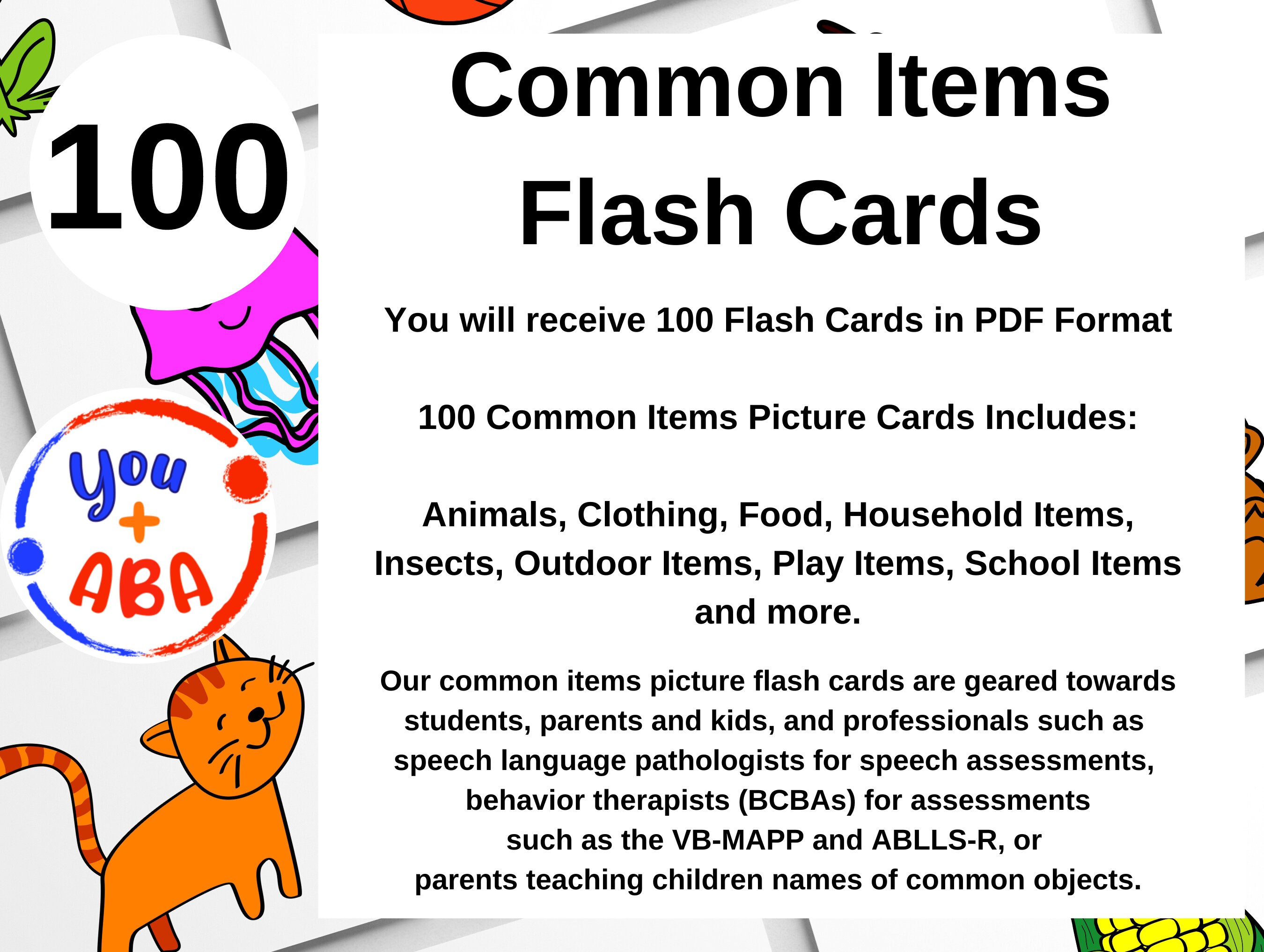 Flash Cards Printable 100 Common Objects | Flash Cards I Assessments ...