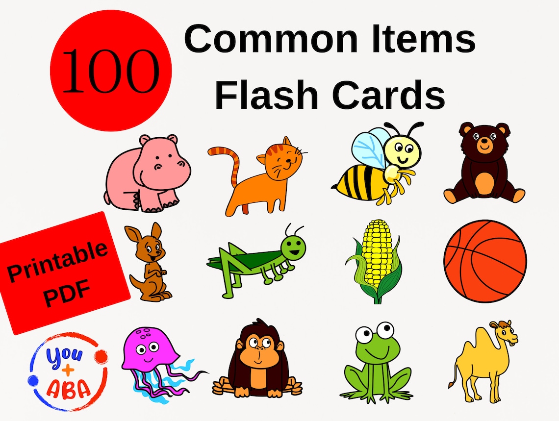 Flash Cards Printable 100 Common Objects | Flash Cards I Assessments ...