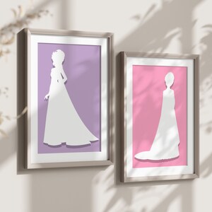 Princess Silhouette Wall Art Prints: Girls Nursery, Set of 14 (digital ...