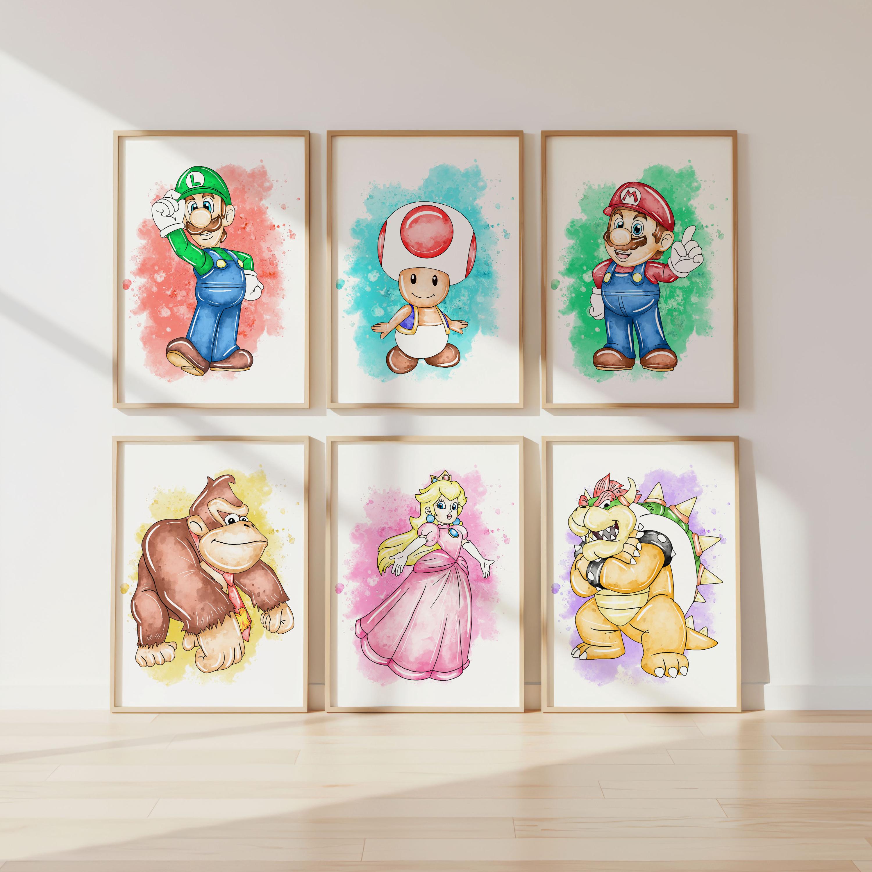 Video Game Character Splash Wall Art, Set of 9 Prints, Digital Download ...