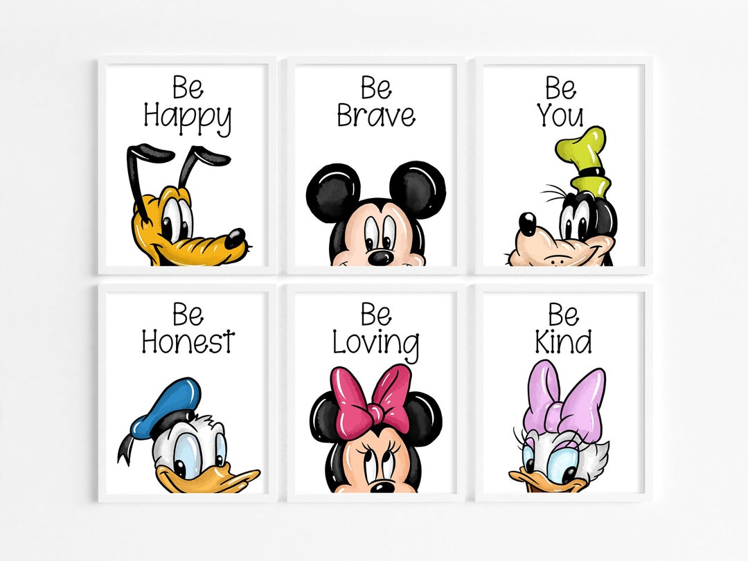 Digital Mickey & Friends Prints With Positive Affirmations, Set of 6 ...