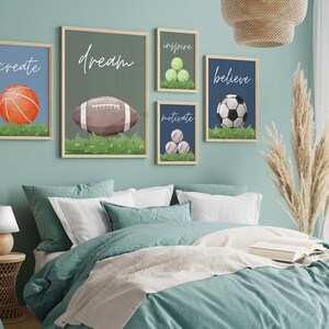 Digital Sports Affirmation Wall Art – Set of 6 Printable Nursery Prints ...