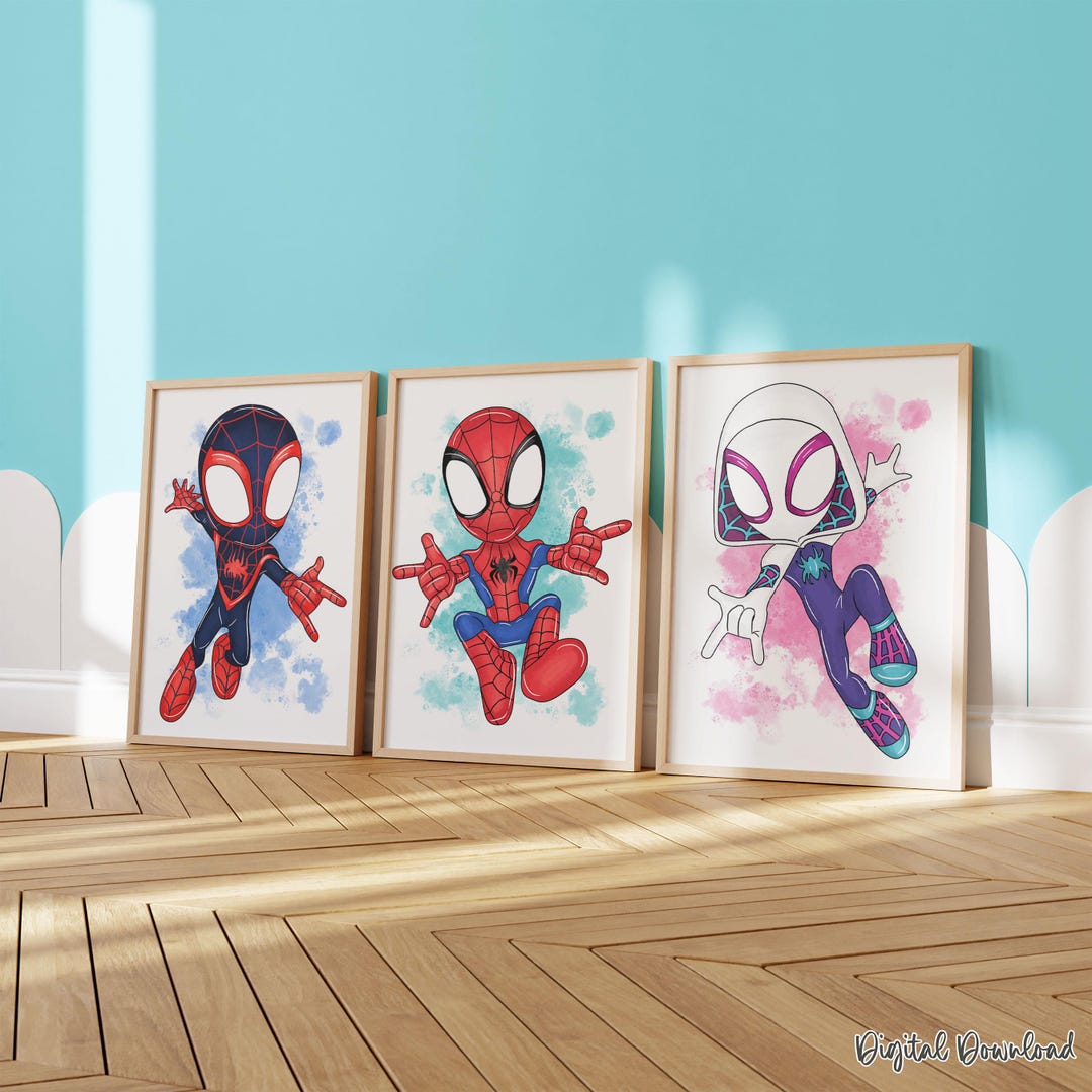 Superhero Nursery Wall Art Prints – Web Hero Spidey Decor, Set of 3 ...