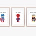 Set of 7 Superhero Prints, Affirmations for Kids, Kids Room Superheroes ...