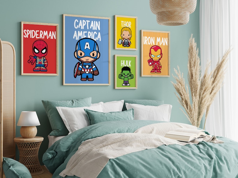 8 Superhero Wall Art Superheroes Poster Set of Nursery - Etsy