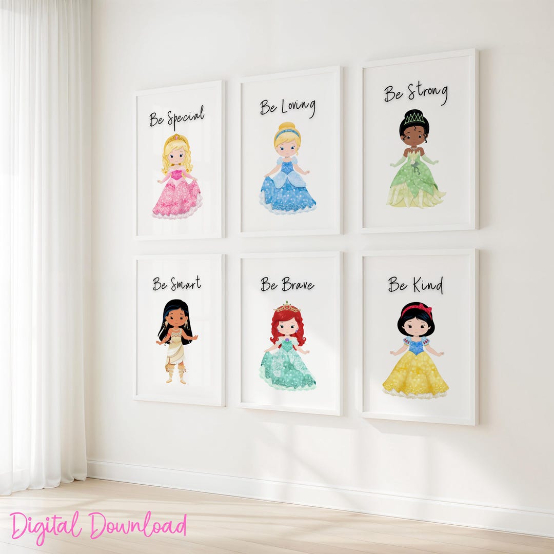 Princess Affirmation Prints: Set of 9 Baby Girl Nursery Wall Art ...