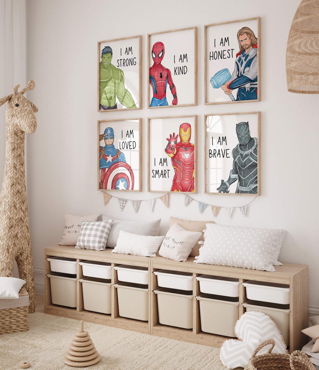 Digital Superhero Affirmation Prints – Set of 6 Wall Art for Kids Room ...