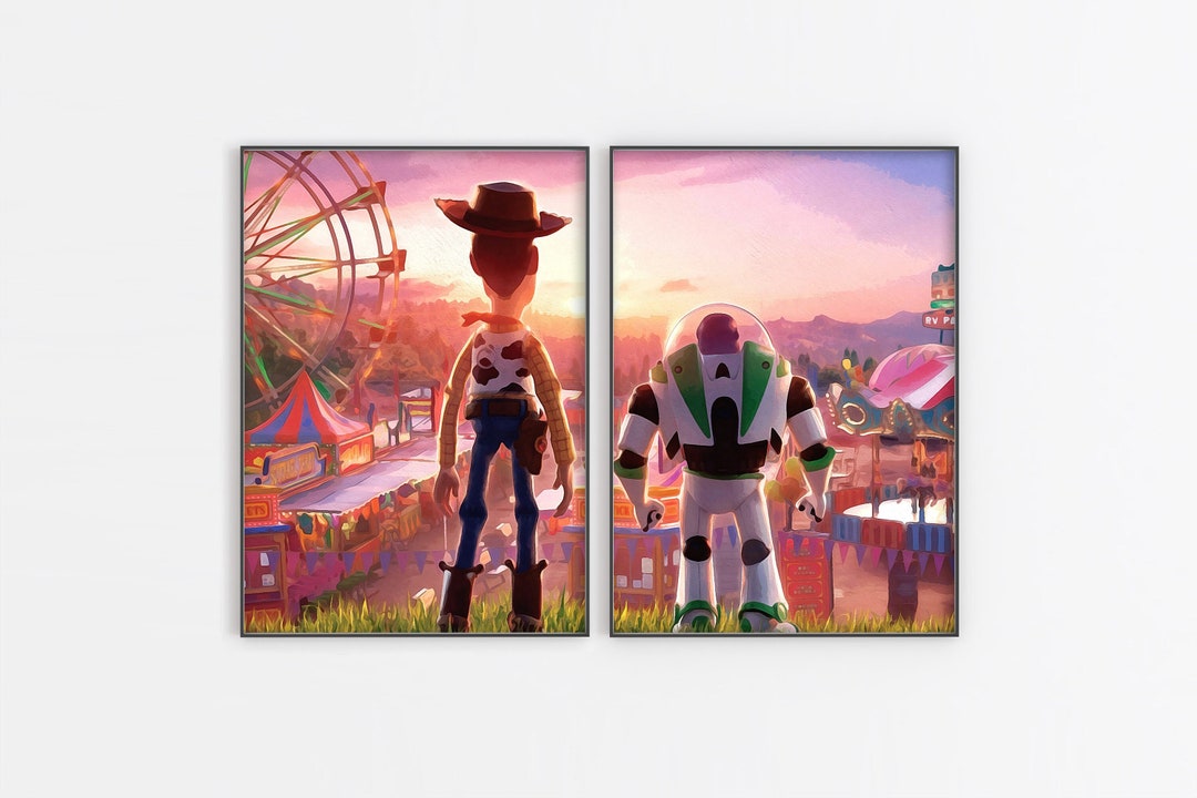 Set of 2 Toy Story Prints With a Digital Oil Painting Texture Finish to ...