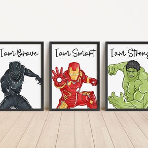 Superhero Affirmation Prints – Set of 5, Boys Room “I AM” Posters ...