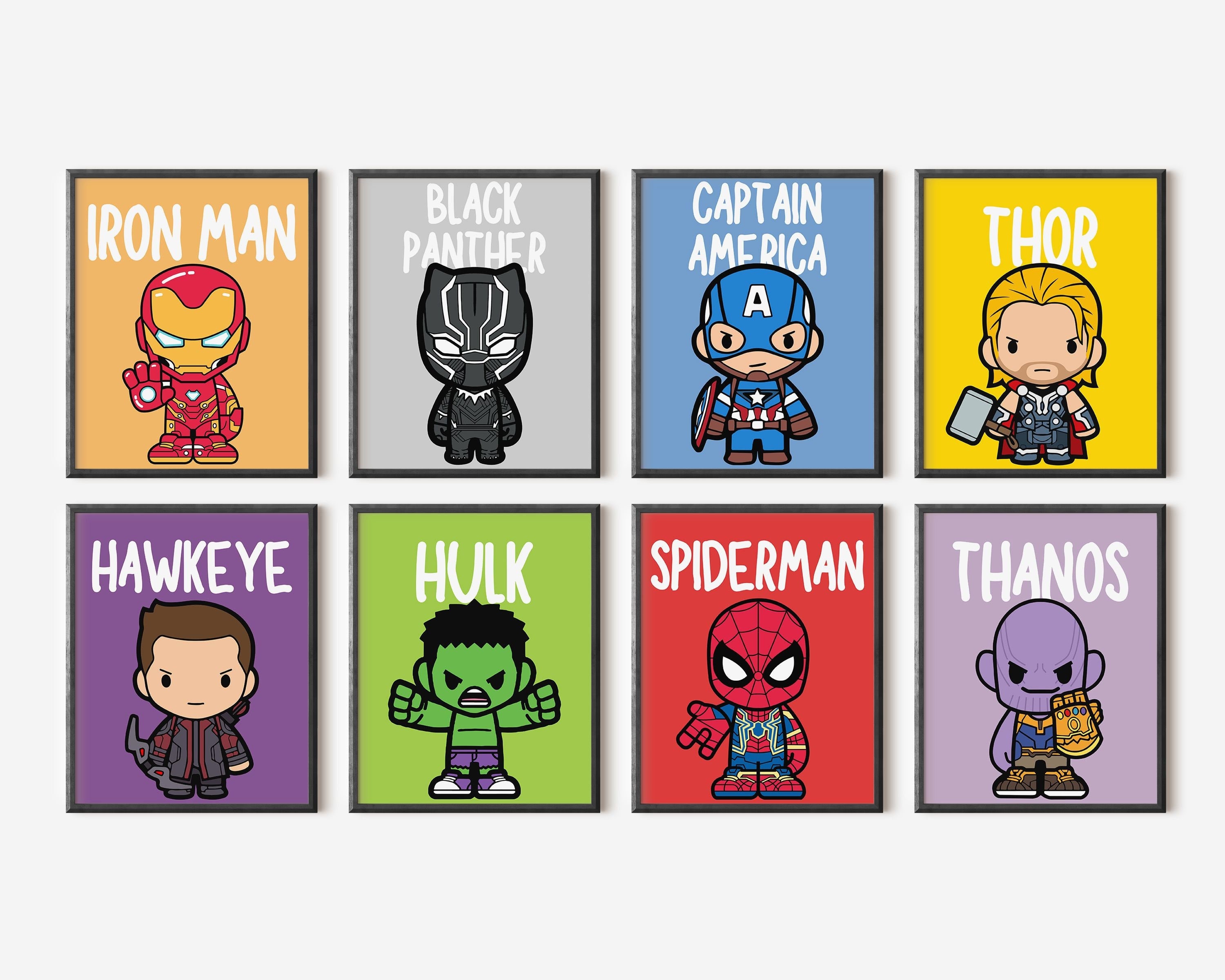 8 Superhero Wall Art Superheroes Poster Set of Nursery - Etsy