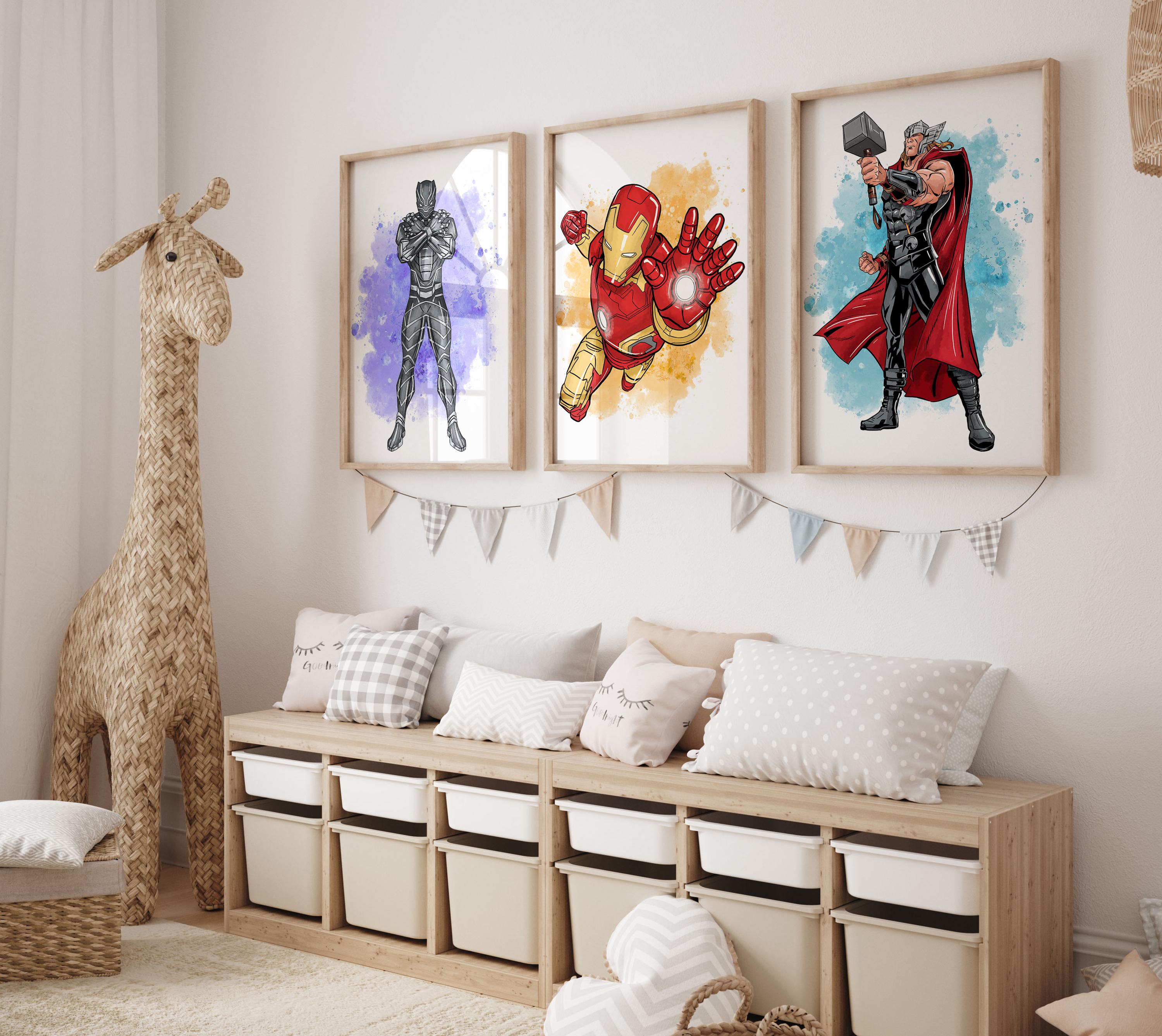 Superhero Splash Prints: Set of 6 Boys Room Playroom Wall Art (digital ...