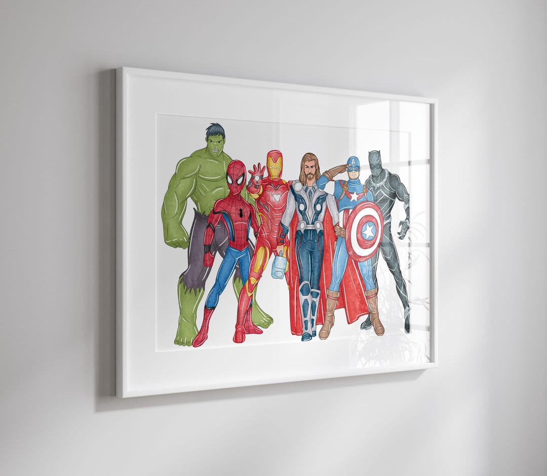 Digital Superheroes Wall Art – Horizontal Comic Style Printable Heroes ...