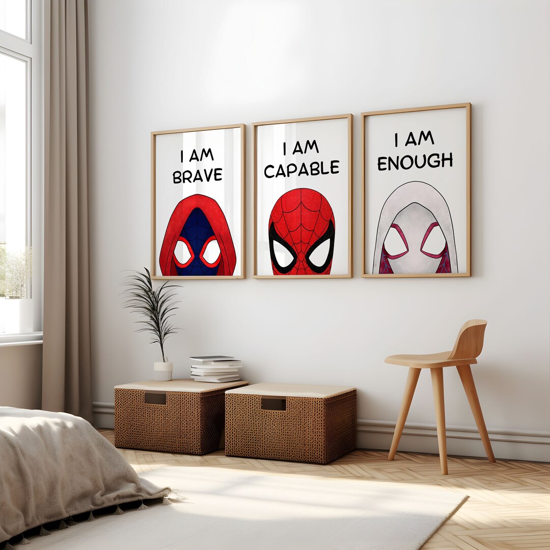 Superhero Themed Art With Positive Affirmations, Printable Wall Art for ...