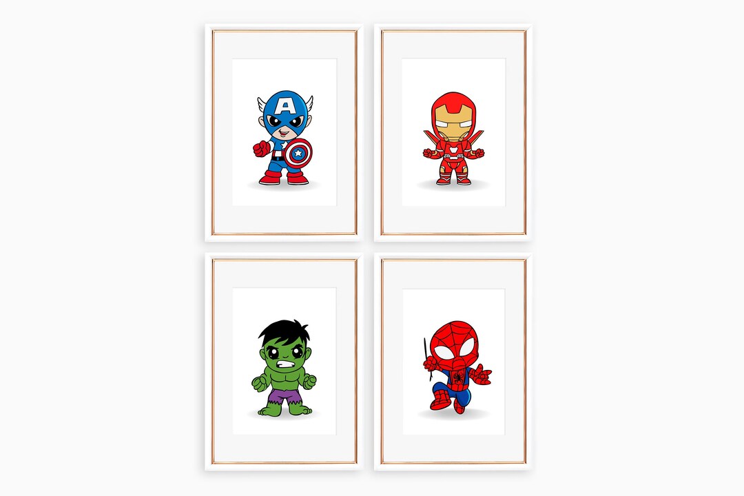 Superhero Kids Room Prints, Childrens Playroom Art, Set of 4 Nursery ...