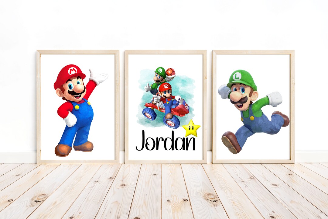 Super Mario Nursery Prints: Set of 3 Personalized Playroom Wall Art ...