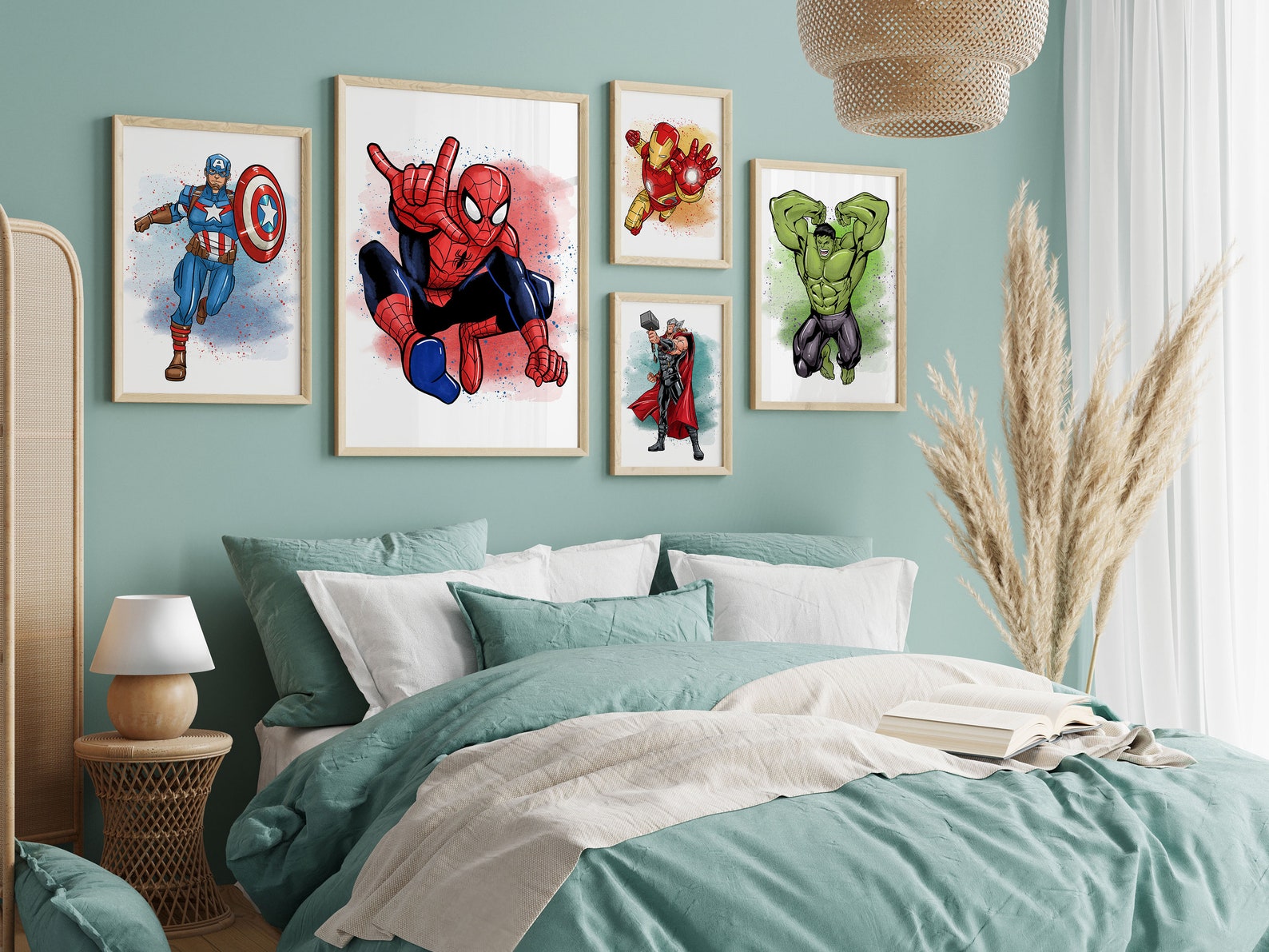 Superhero Splash Prints: Set of 6 Boys Room Playroom Wall Art (digital ...