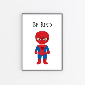 Set of 7 Superhero Prints, Affirmations for Kids, Kids Room Superheroes ...
