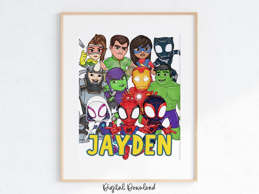 Digital Spidey & Friends Portrait Wall Art With Personalized Name, 1 ...