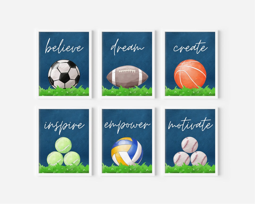 Buy Kids Sports Affirmation Wall Art, Set of 6 Nursery Prints, Boy Room ...