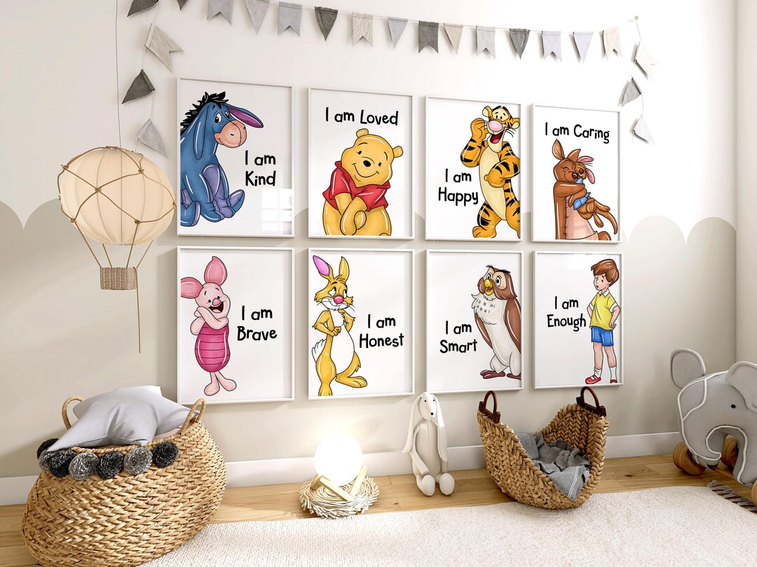 Winnie and Friends Affirmation Prints – Set of 9 Nursery Wall Art ...