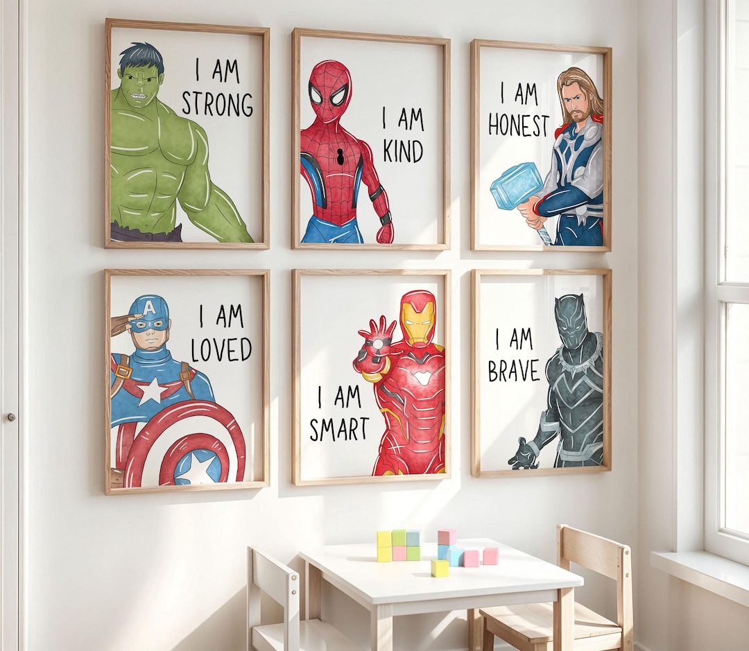 Superhero Affirmation Prints: Set of 6 Kids Room Decor (digital ...