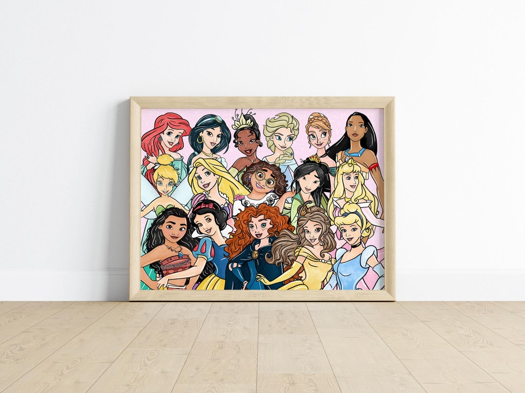 Digital Princesses Wall Art, 1 Landscape Print, Instant Download, Girl ...