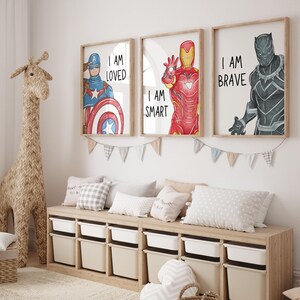 Digital Superhero Affirmation Prints – Set of 6 Wall Art for Kids Room ...
