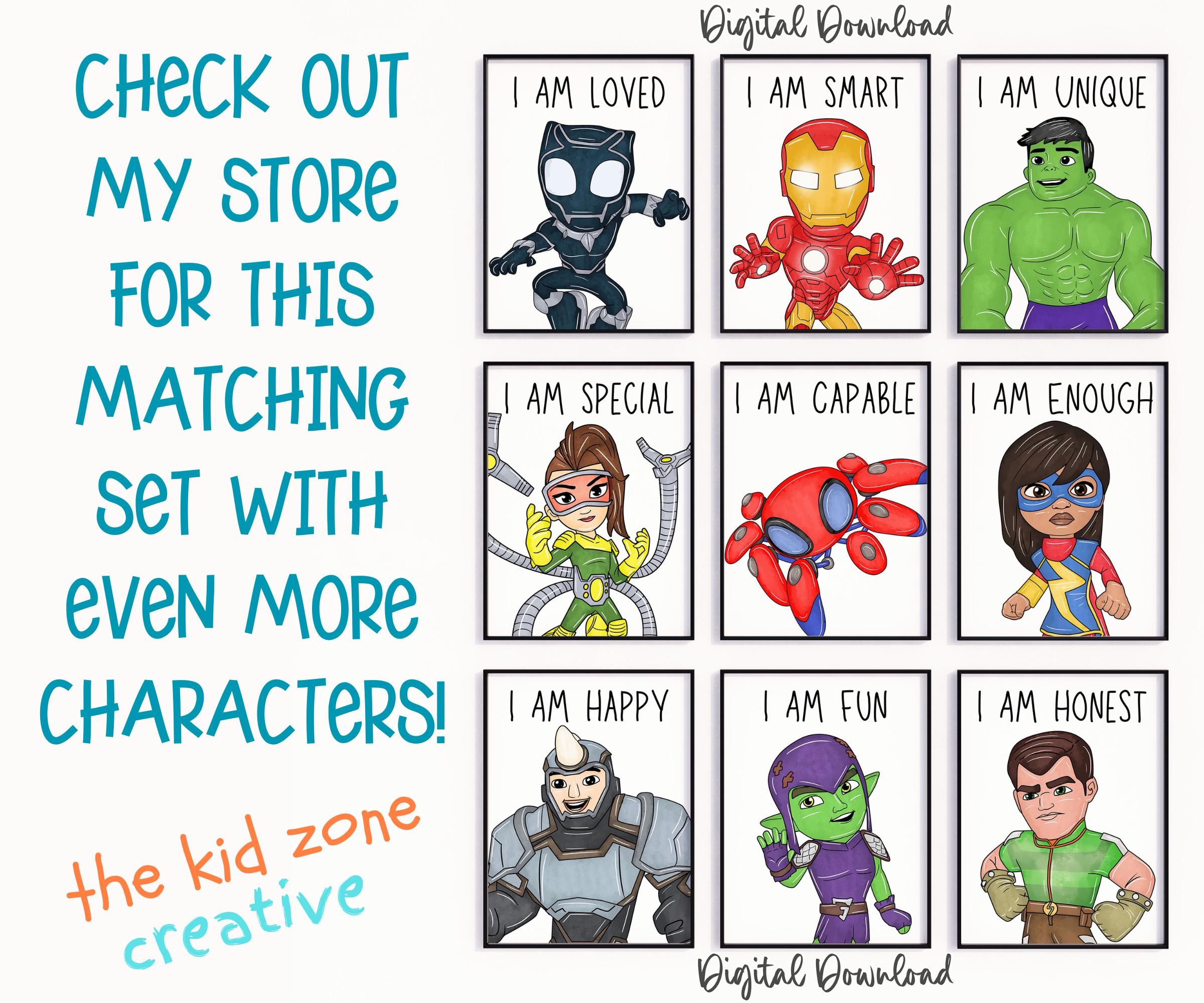 Superhero Affirmation Prints – Set of 3 Positive Quotes for Kids Room ...