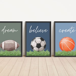 Digital Sports Affirmation Wall Art – Set of 6 Printable Nursery Prints ...