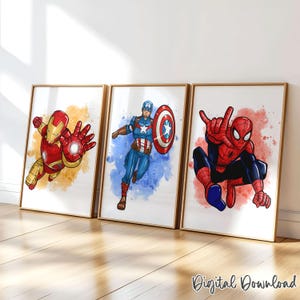 Superhero Splash Prints: Set of 6 Boys Room Playroom Wall Art (digital ...