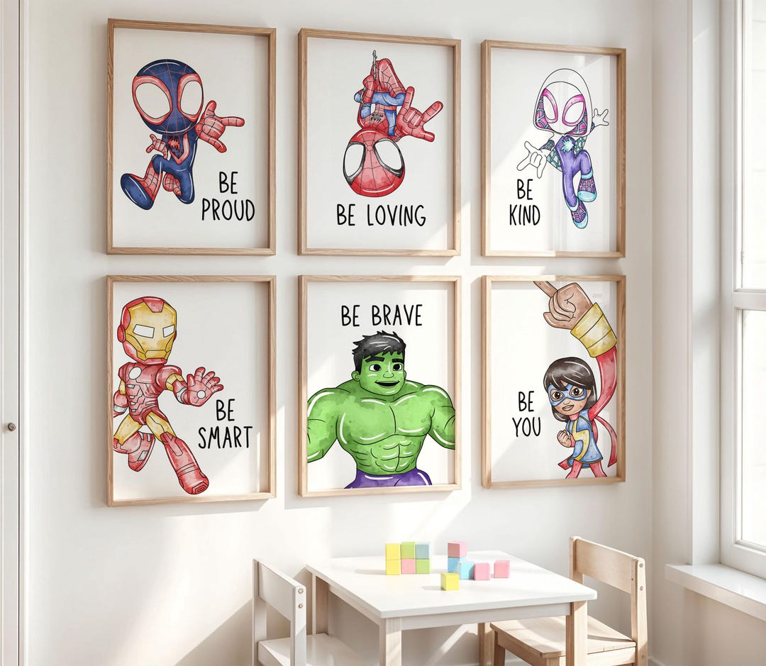 Web Superheroes Affirmation Wall Art, Set of 15 Prints, Digital ...
