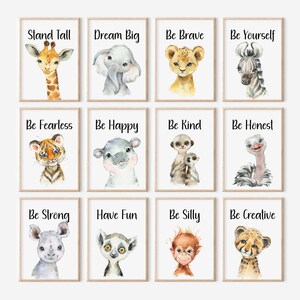 Digital Safari Animal Affirmation Wall Art – Set of 12 Printable ...
