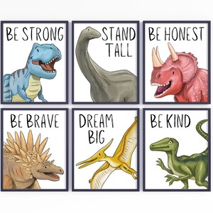 Dinosaur Wall Art With Positive Affirmations, Set of 6 Nursery Prints ...