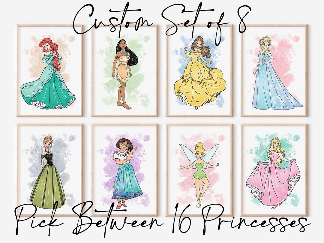 Custom Princesses Wall Art – Pick 8 Fairy Tale Prints, Digital Download ...