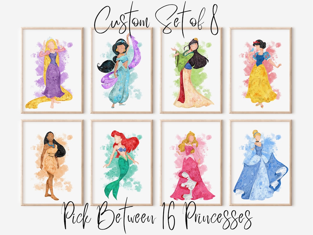 Custom Minimalist Princess Wall Art – Pick 8 Digital Prints for Nursery ...