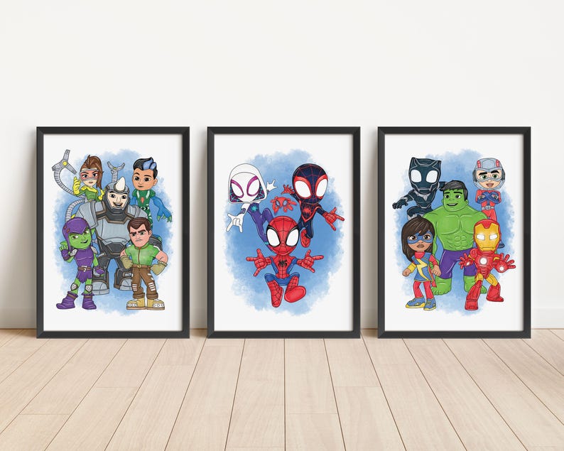 Web Team Hero Prints – Set of 3 Kids Wall Art, Printed or Framed - Etsy