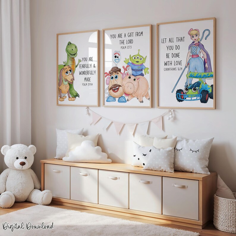 Toy Story Bible Verse Prints: Set of 6 Kids Scripture Art (digital ...